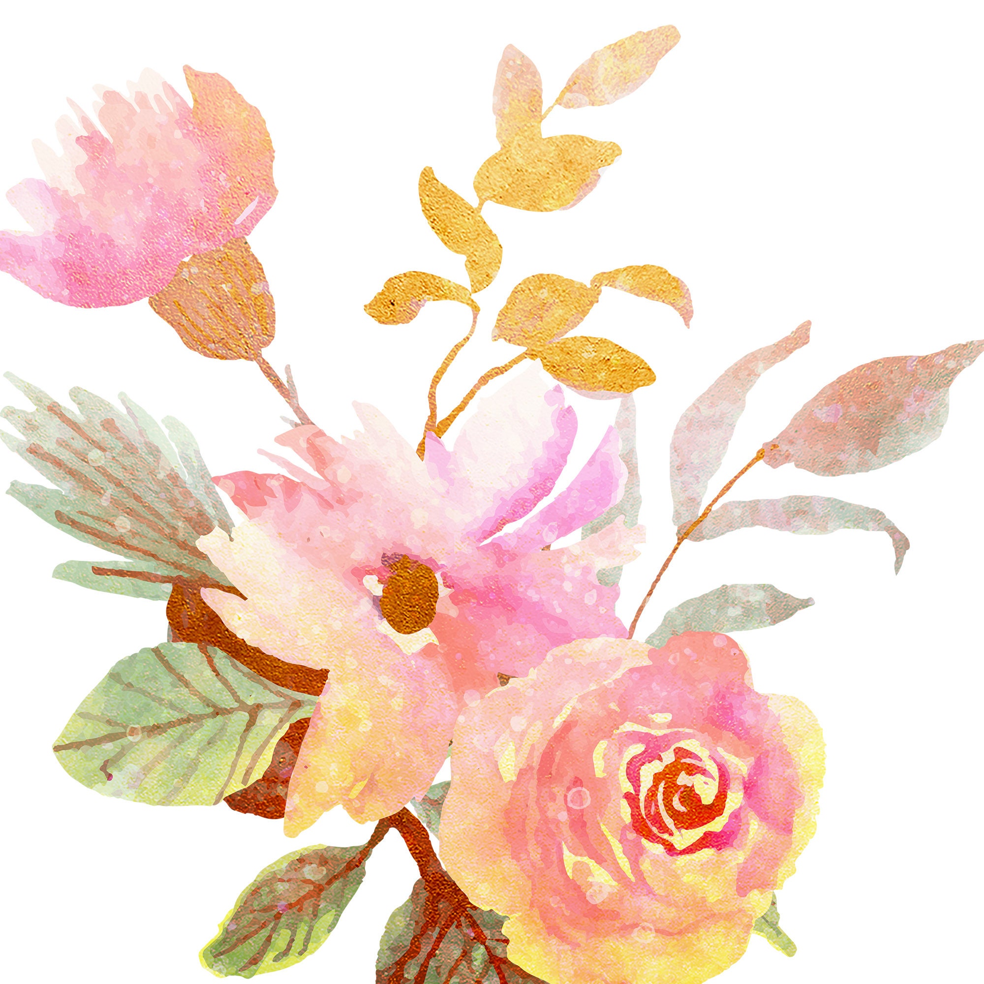 Vintage Bouquet & Label Clipart Set Flowers Floral Labels | Etsy