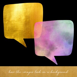 Speech Bubble Clipart Set - Watercolor Rainbow & Gold Foil - Blurb ...