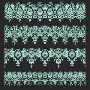 Vintage Lace Border Clipart Set in White Mint & Oker - Etsy