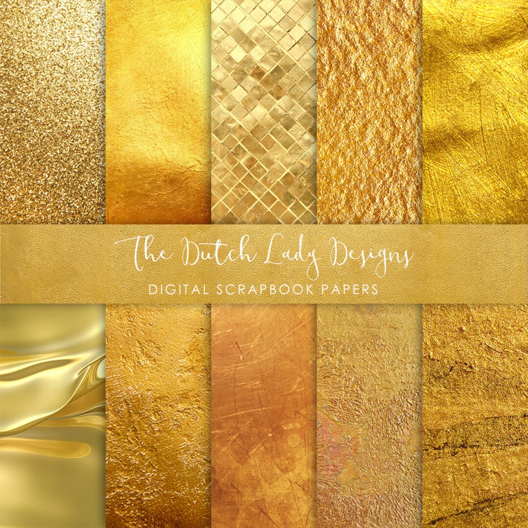 Digital Scrapbook Paper - Gold Foils - Golden Background Textures ...