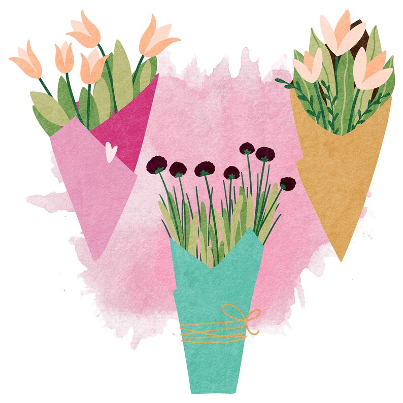 Spring Flower Clipart Set Floral Arrangements Bouquets - Etsy