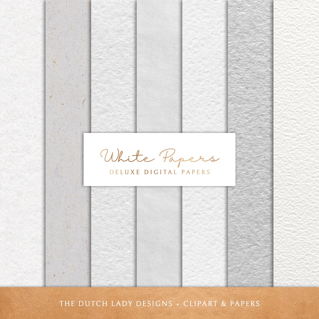 Digital Scrapbook Paper Set - White Paper Textures - Watercolor Paper ...