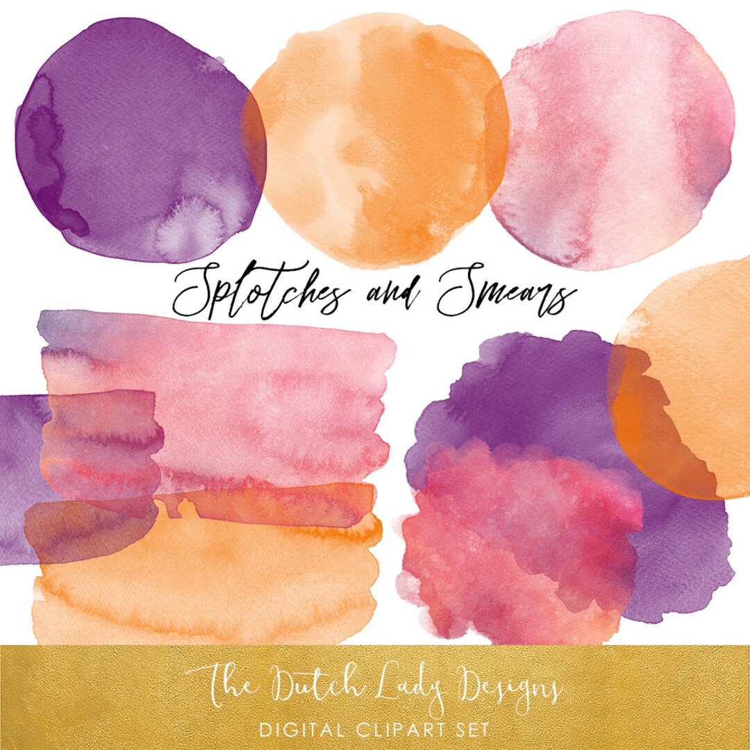 Watercolor Splotches & Smears - in Pink, Purple and Orange Tones ...