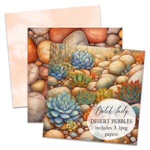 Desert Pebble & Succulent Clipart - Watercolor Pencil Art - Arizona ...
