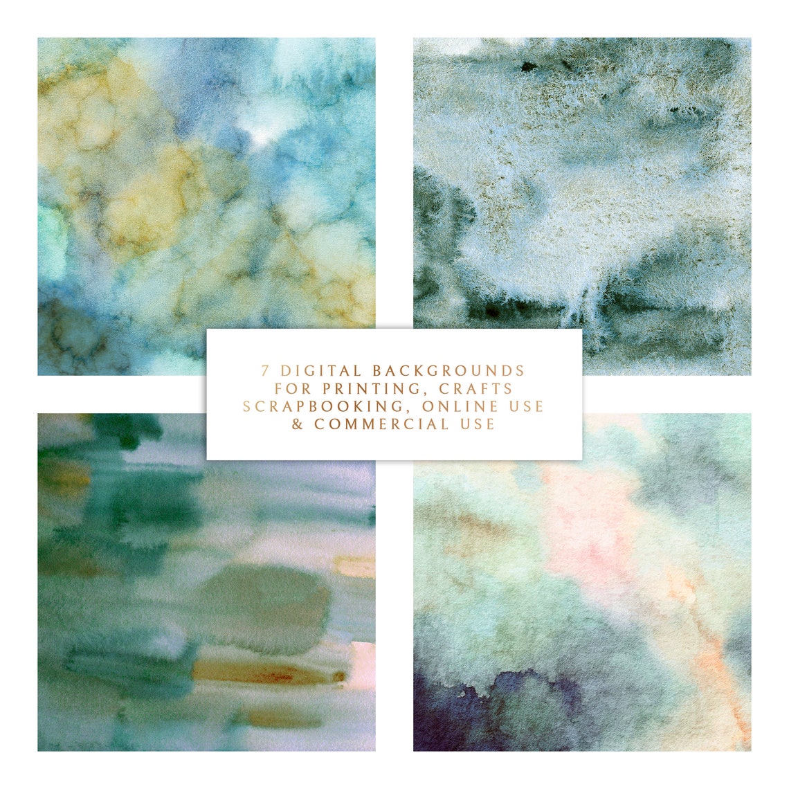 Digital Scrapbook Paper Set Printable Watercolor Backgrounds - Etsy