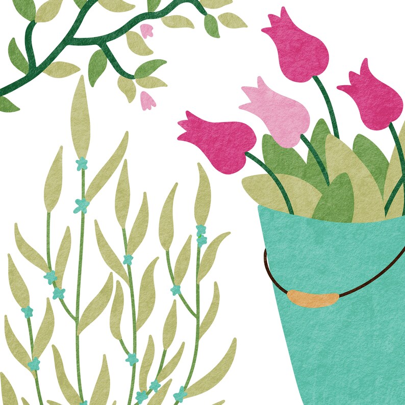 Spring Flower Clipart Set: Floral Bouquets and Potted Plants (PNG Files ...