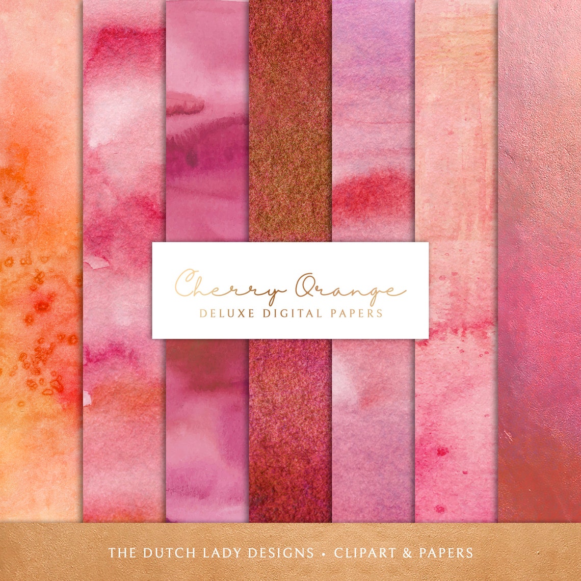 Cherry Red & Orange Digital Paper: Watercolor Texture Scrapbook ...