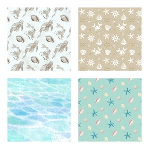 Summer Beach Scrapbook Paper: Seashell Ocean Backgrounds (12 JPEG ...