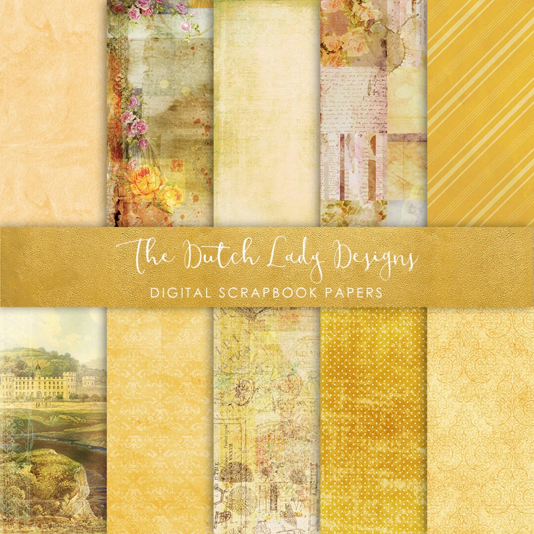 Digital Scrapbook Paper - Vintage Yellows - Vintage Style Backgrounds ...