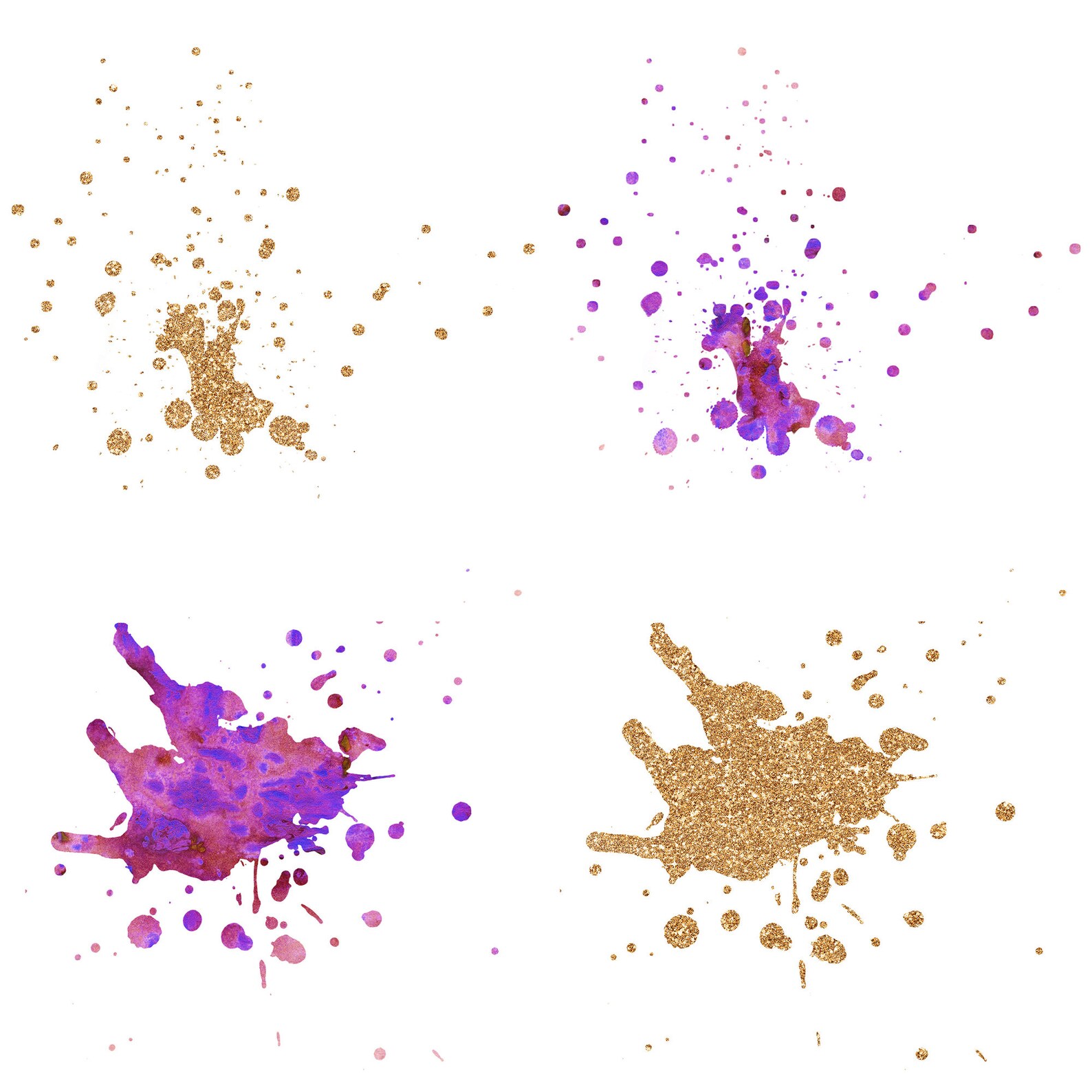 Purple Splotch Clipart Set Watercolor Brush Smears & Ink - Etsy