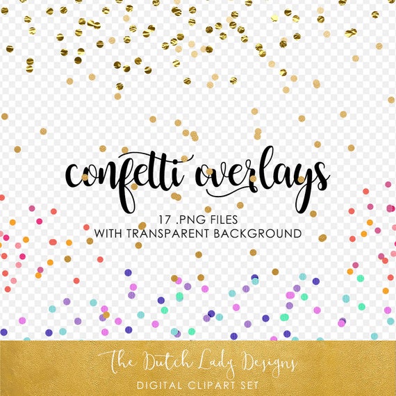 Confetti Overlay Clipart Set Oro Brillo y Color DESCARGA - Etsy México