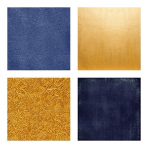 Digital Scrapbook Paper - Royal Blue & Gold - Decorational Backgrounds ...