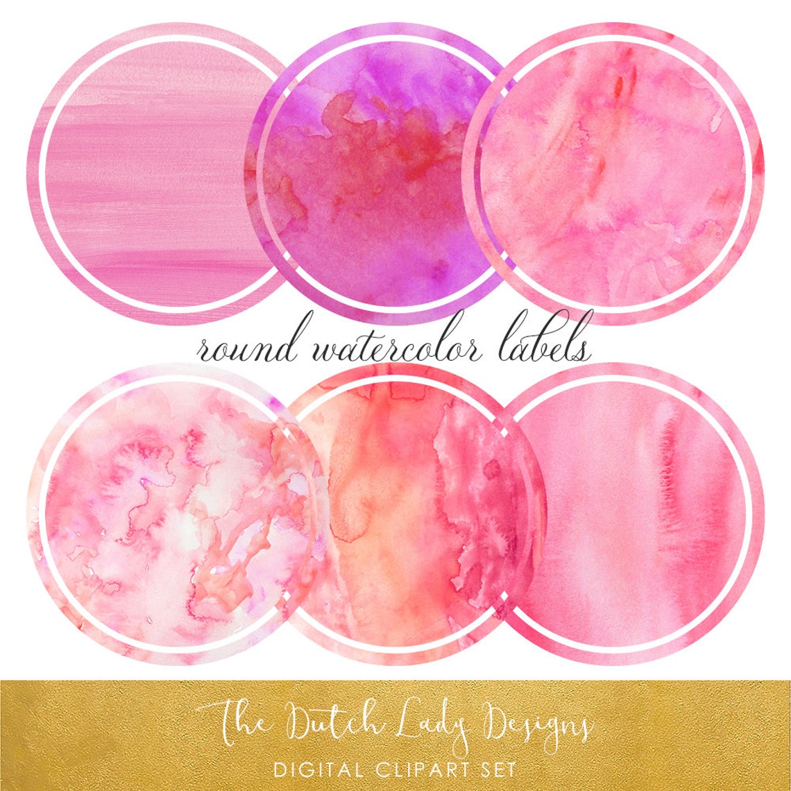 Circle Shaped Label Clipart Set Round Labels in Pink | Etsy