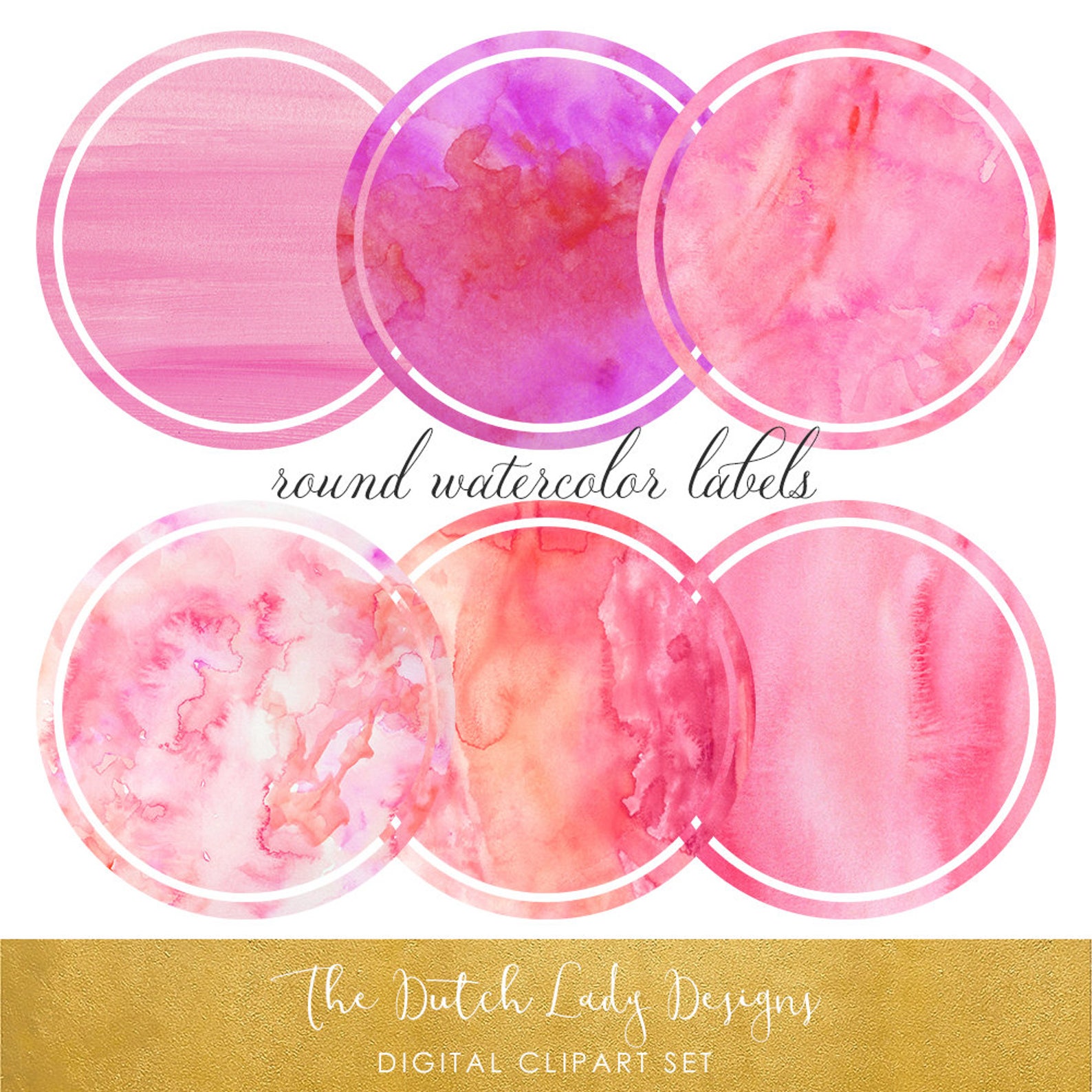 Circle Shaped Label Clipart Set Round Labels in Pink | Etsy