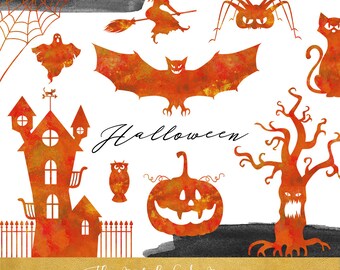 Wide Halloween Background Digital Wallpaper Orange and Black Pumpkins ...