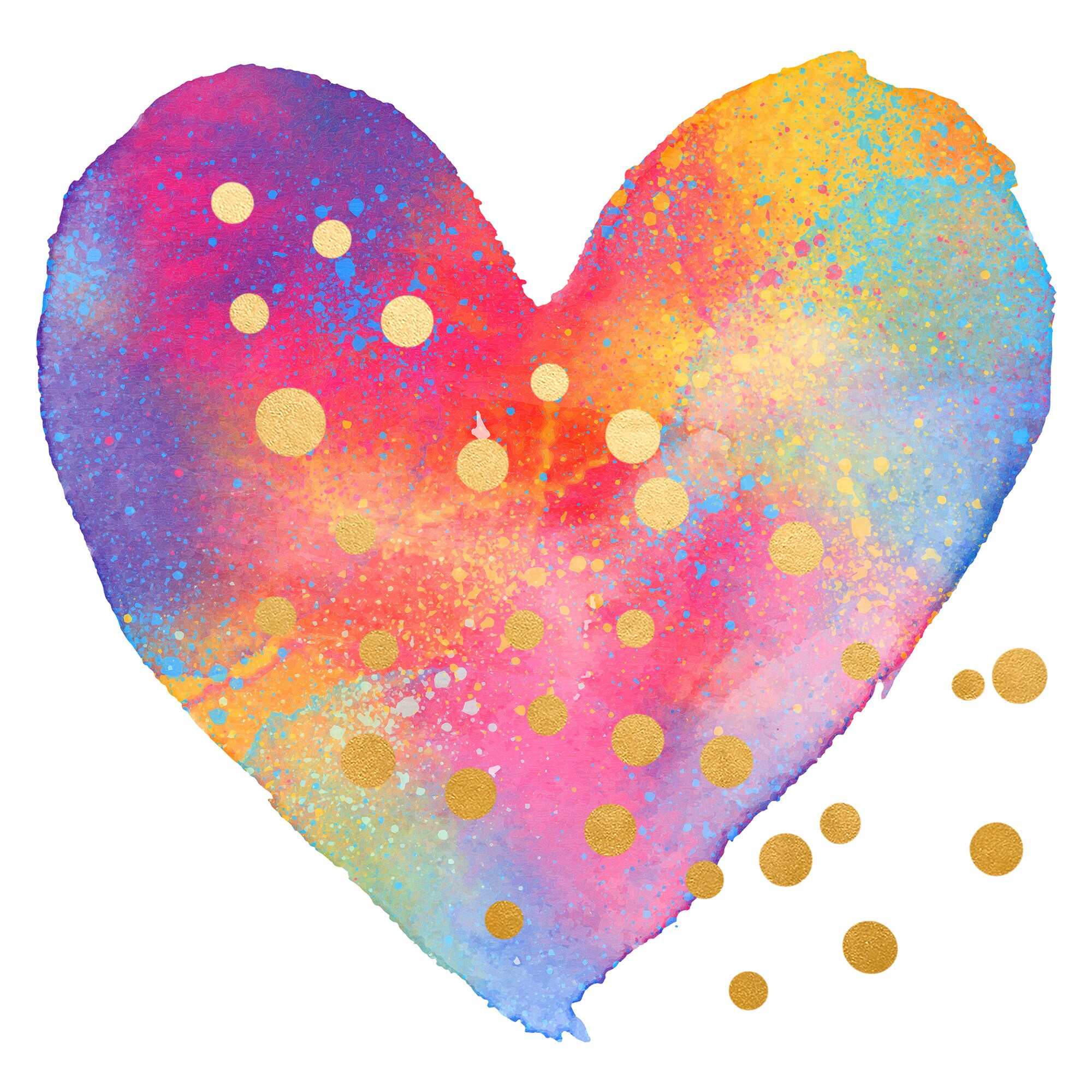 Valentine Heart Clipart Set Rainbow Hearts Golden | Etsy