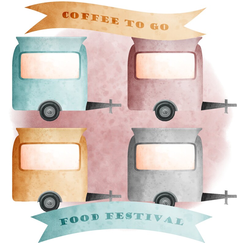 Foodtruck Festival Clipart Set Snack Van Graphics Cute - Etsy