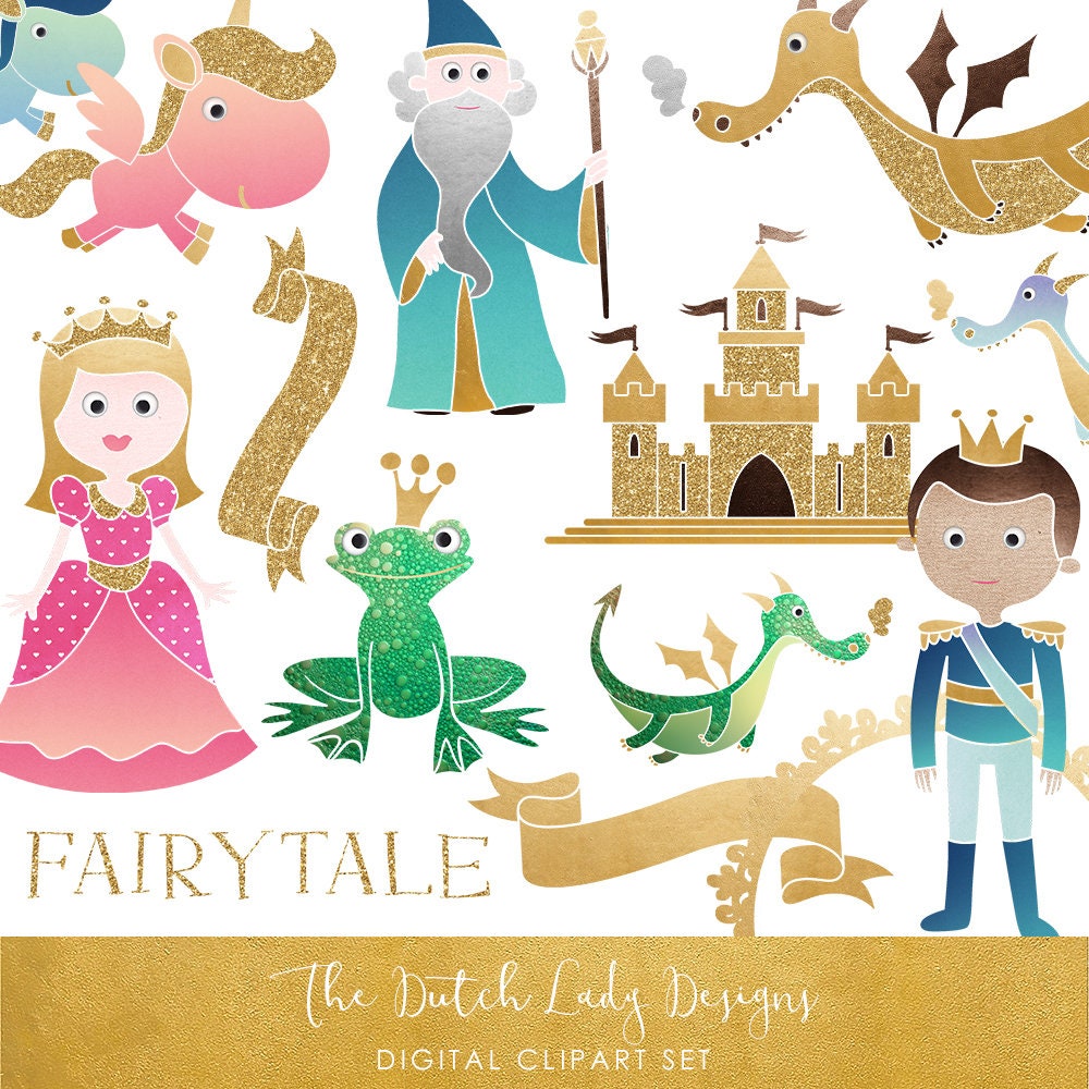 Fairytale Clipart Set Kids Graphics Princess Prince - Etsy