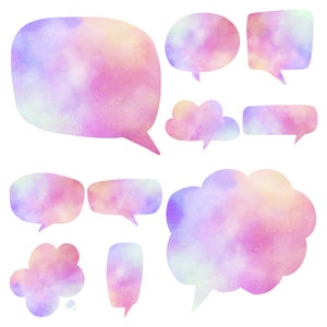 Speech Bubble Clipart Set - Watercolor Rainbow & Gold Foil - Blurb ...