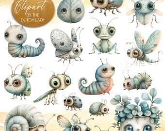 Cute Bugs Clipart Set, Childrens Illustration Style Graphics ...