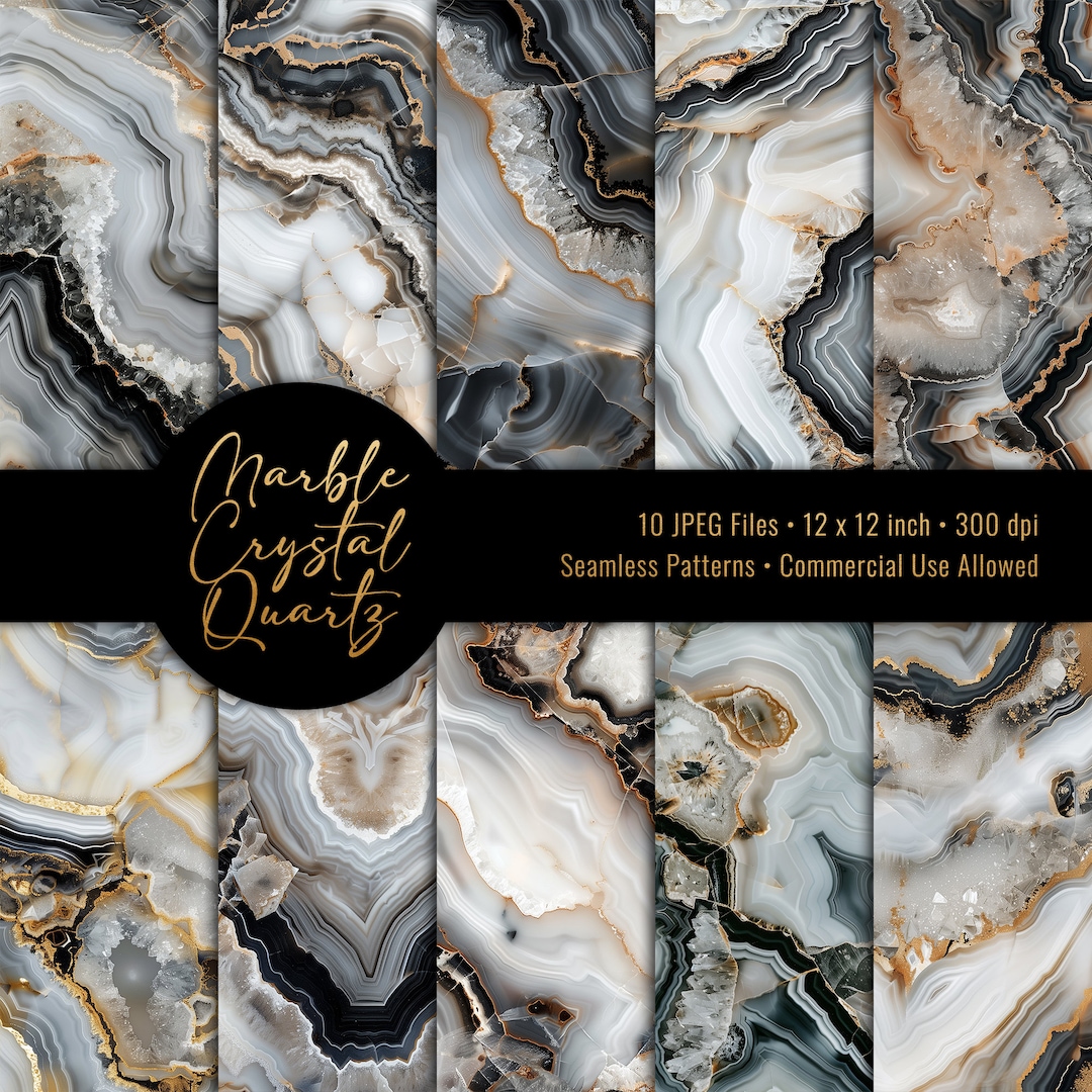 Marble Crystal Quartz Textures: Seamless Digital Paper (instant ...