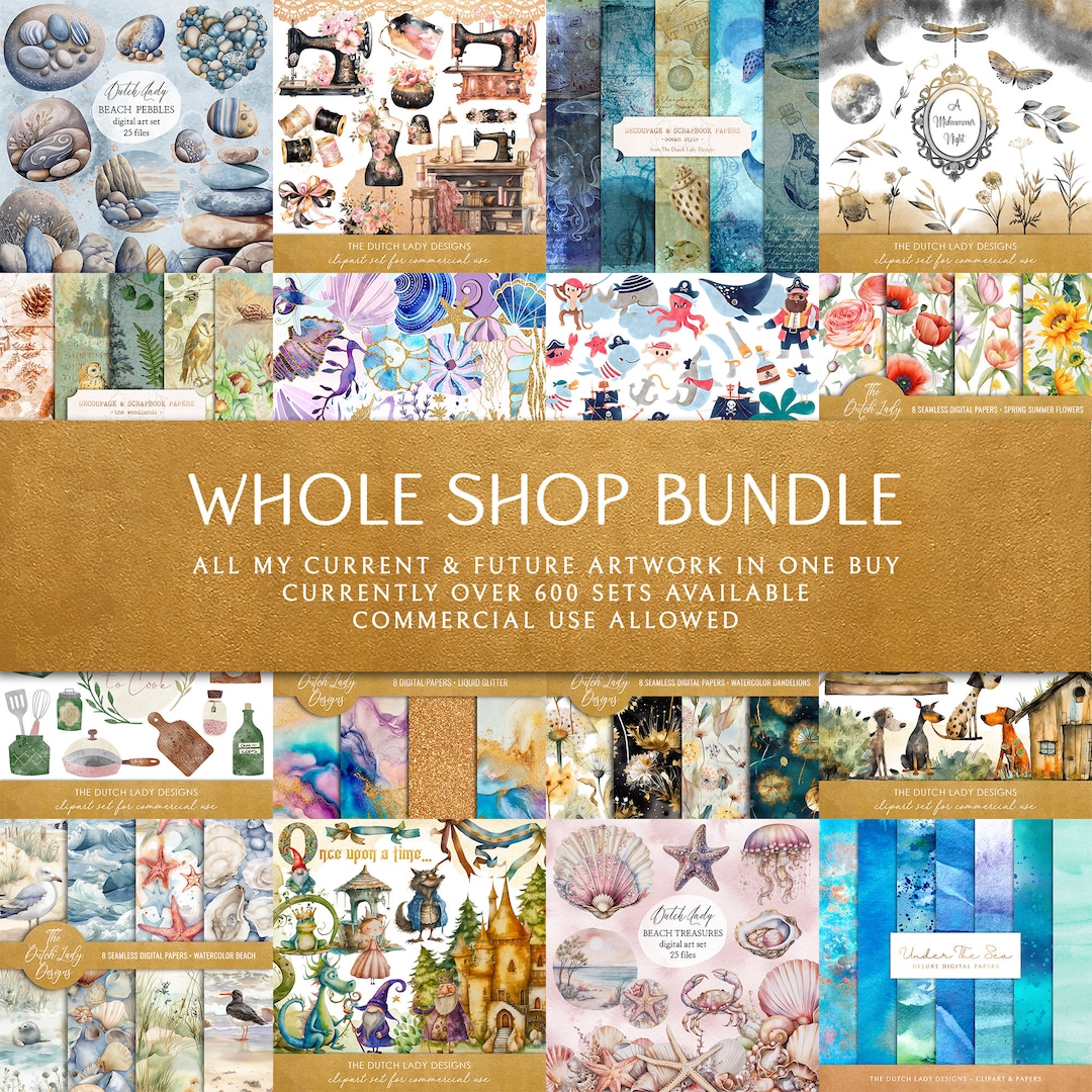 Full Shop Bundle, Unlimited Online Access to Clipart, Postcards, Craft ...