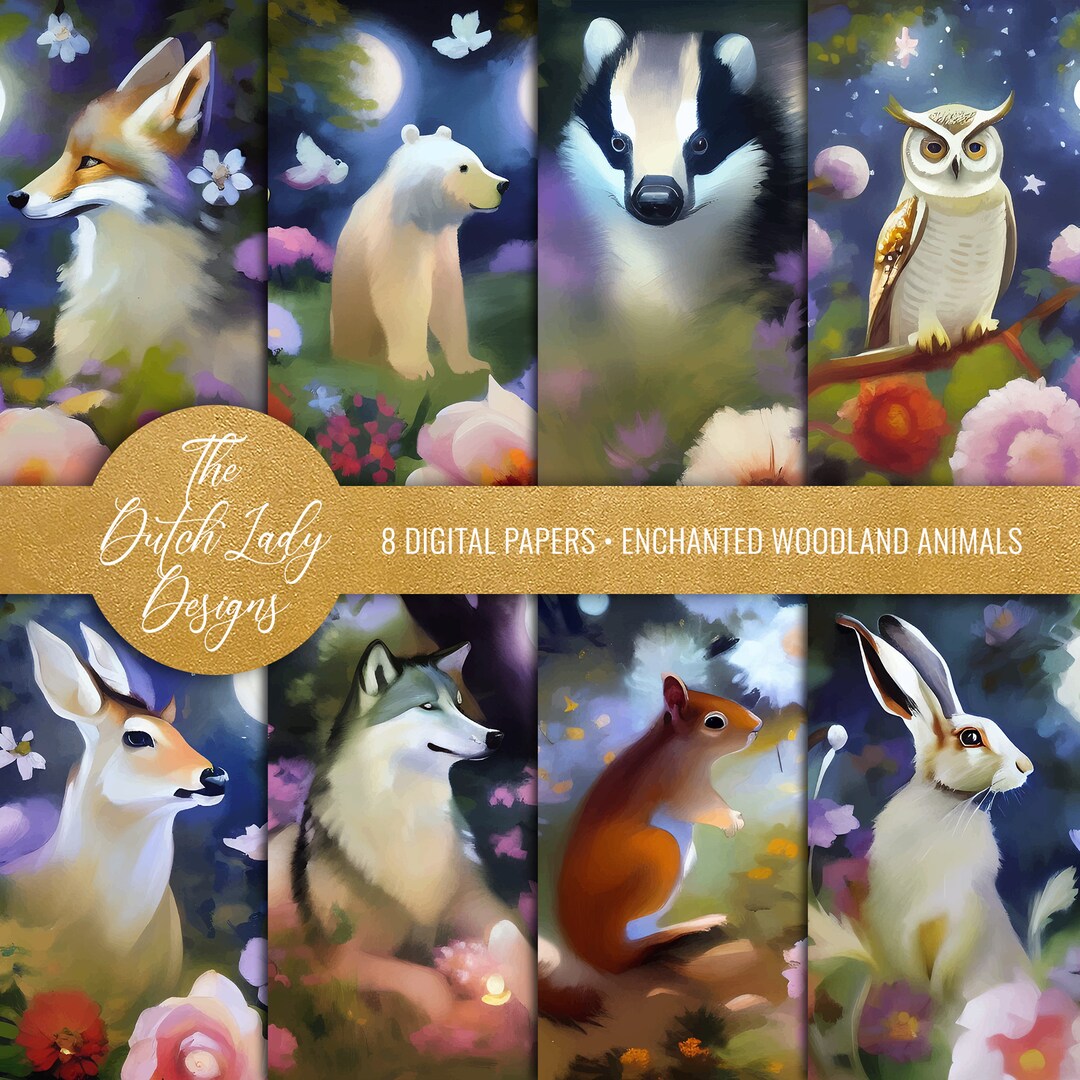 Digital Scrapbook Paper Set - Printable Backgrounds - Enchanted ...