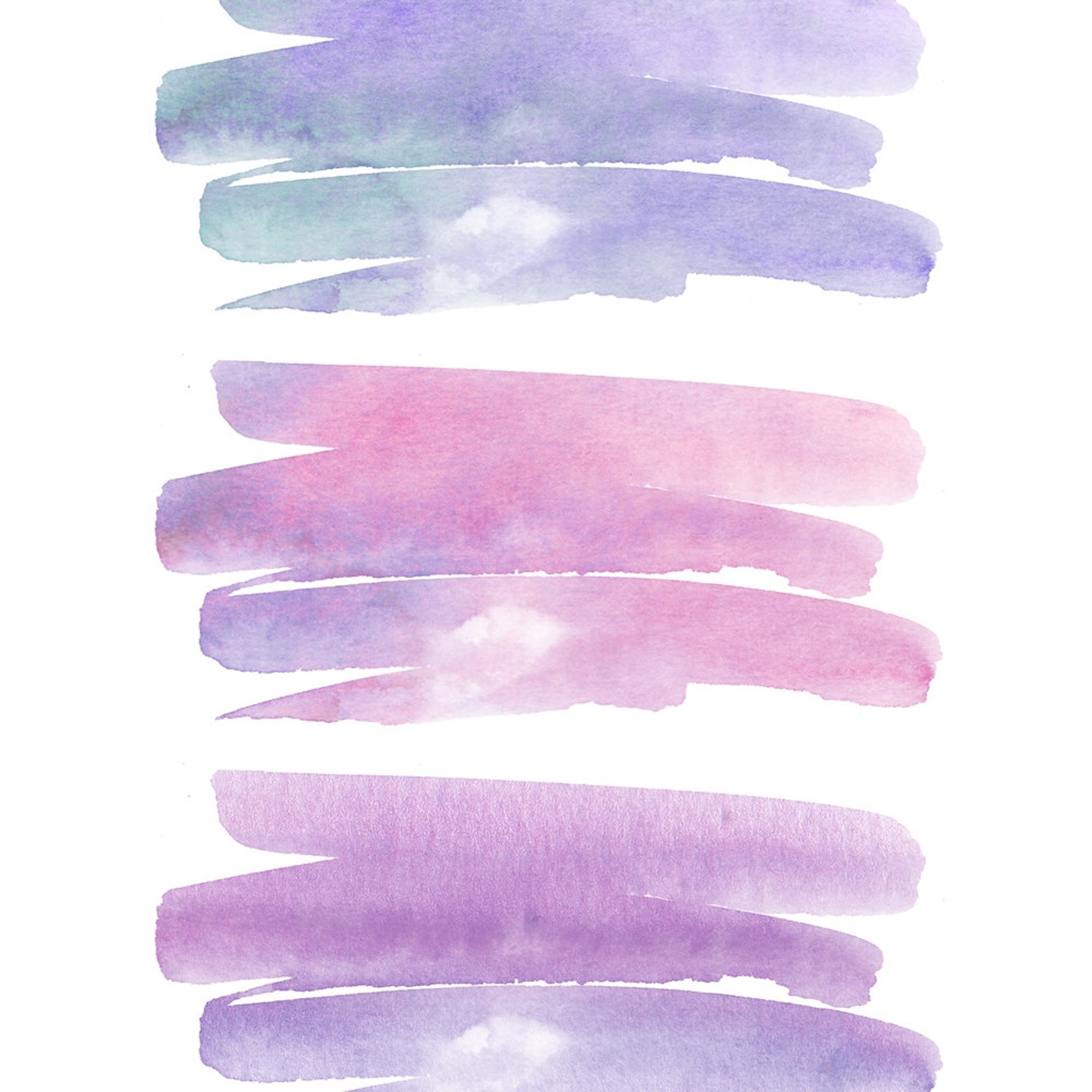 Paint Brush Stroke Clipart Purple Blue Watercolor Abstract - Etsy