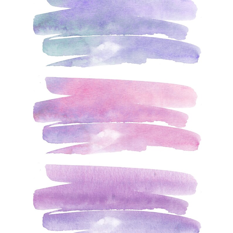 Paint Brush Stroke Clipart Purple Blue Watercolor Abstract - Etsy