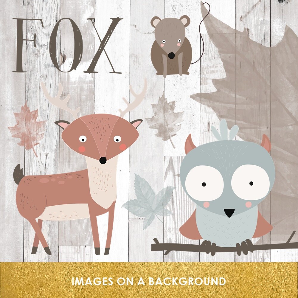Cute Forest Animals Clipart Set With Text & Watercolor - Etsy