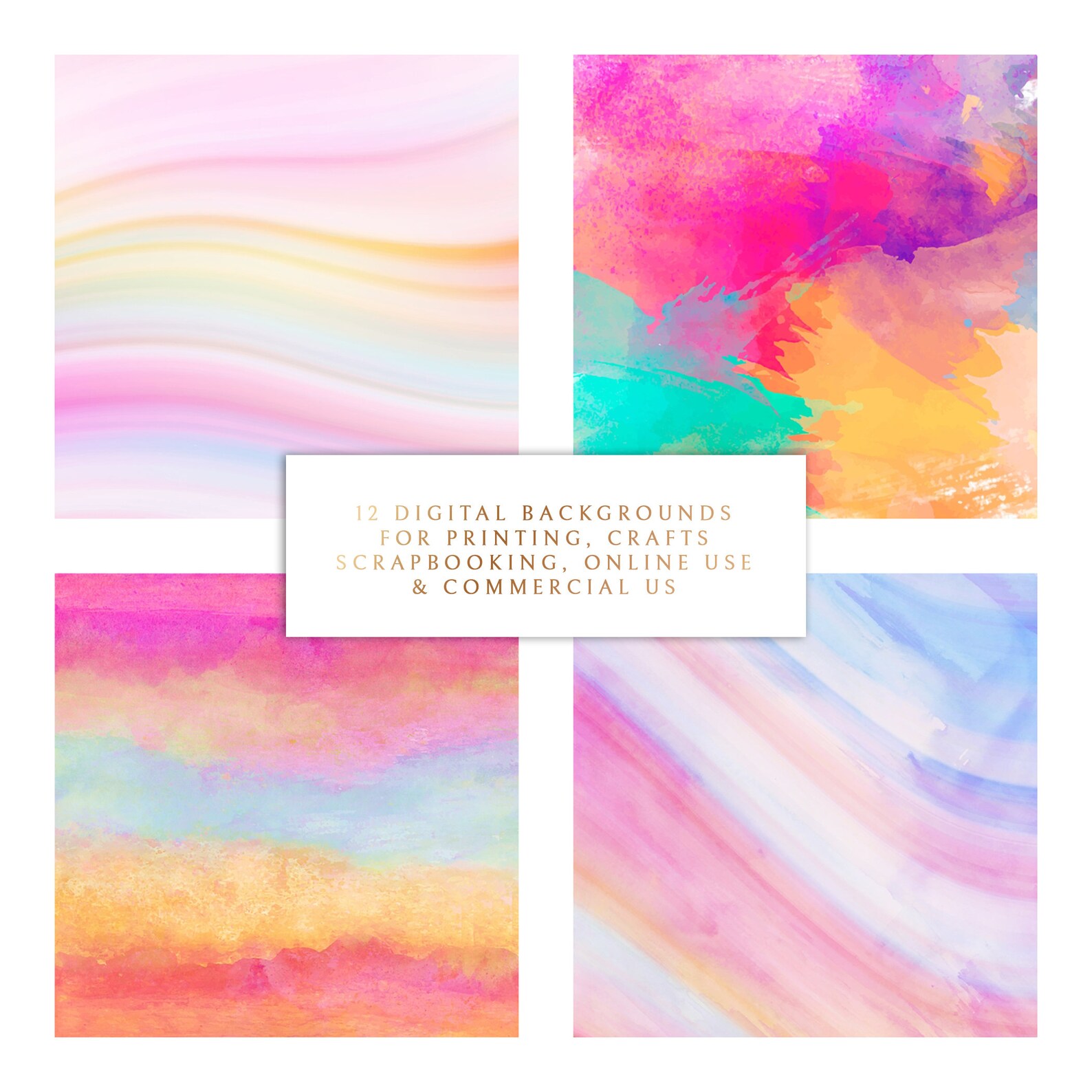 Digital Scrapbook Paper Gradient Stripes & Smears Rainbow - Etsy