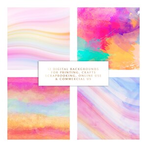Digital Scrapbook Paper - Gradient Stripes & Smears - Rainbow ...