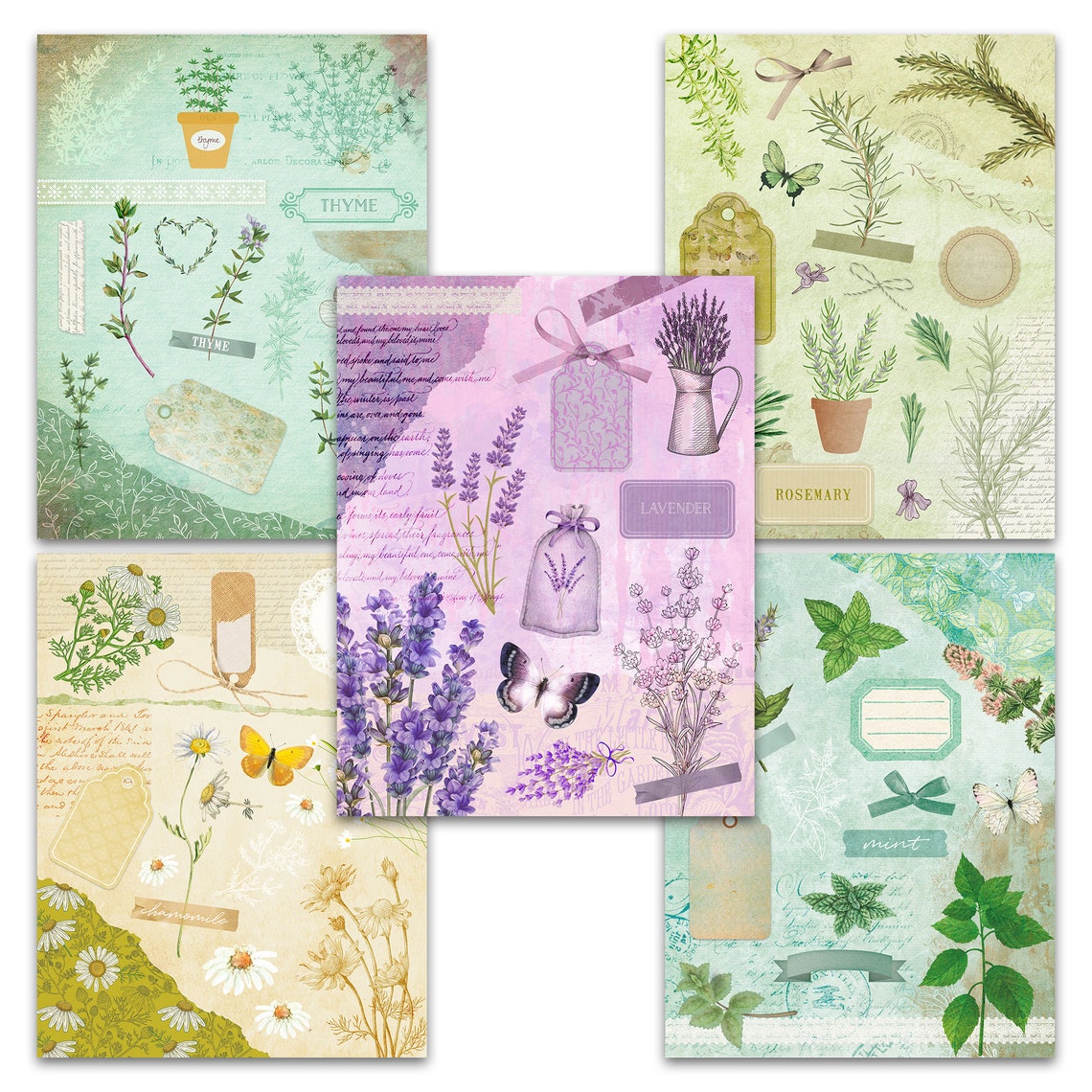 Digital Decoupage & Scrapbook Paper Set Printable - Etsy