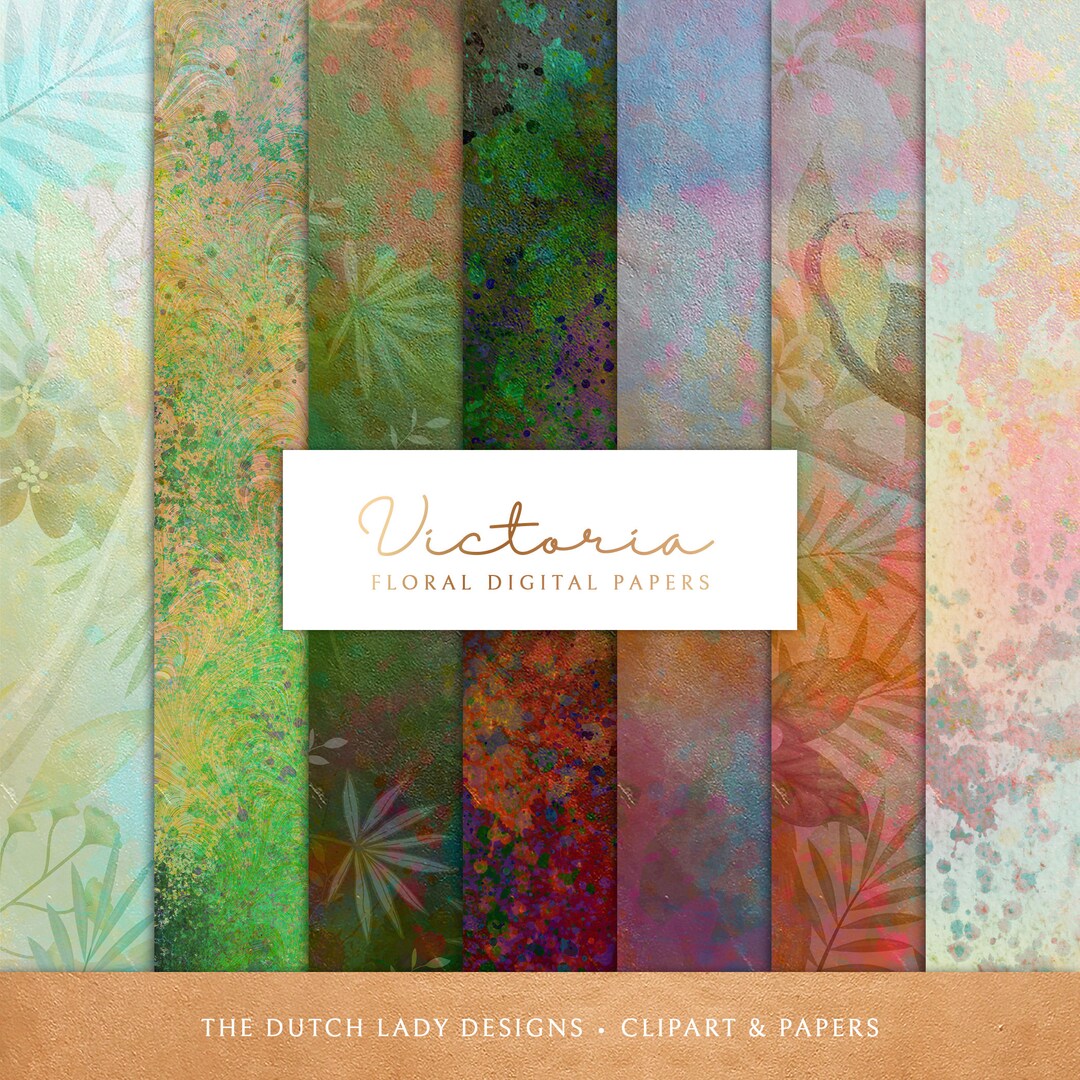 Floral Digital Paper Set: Tropical Scrapbook Backgrounds (digital ...