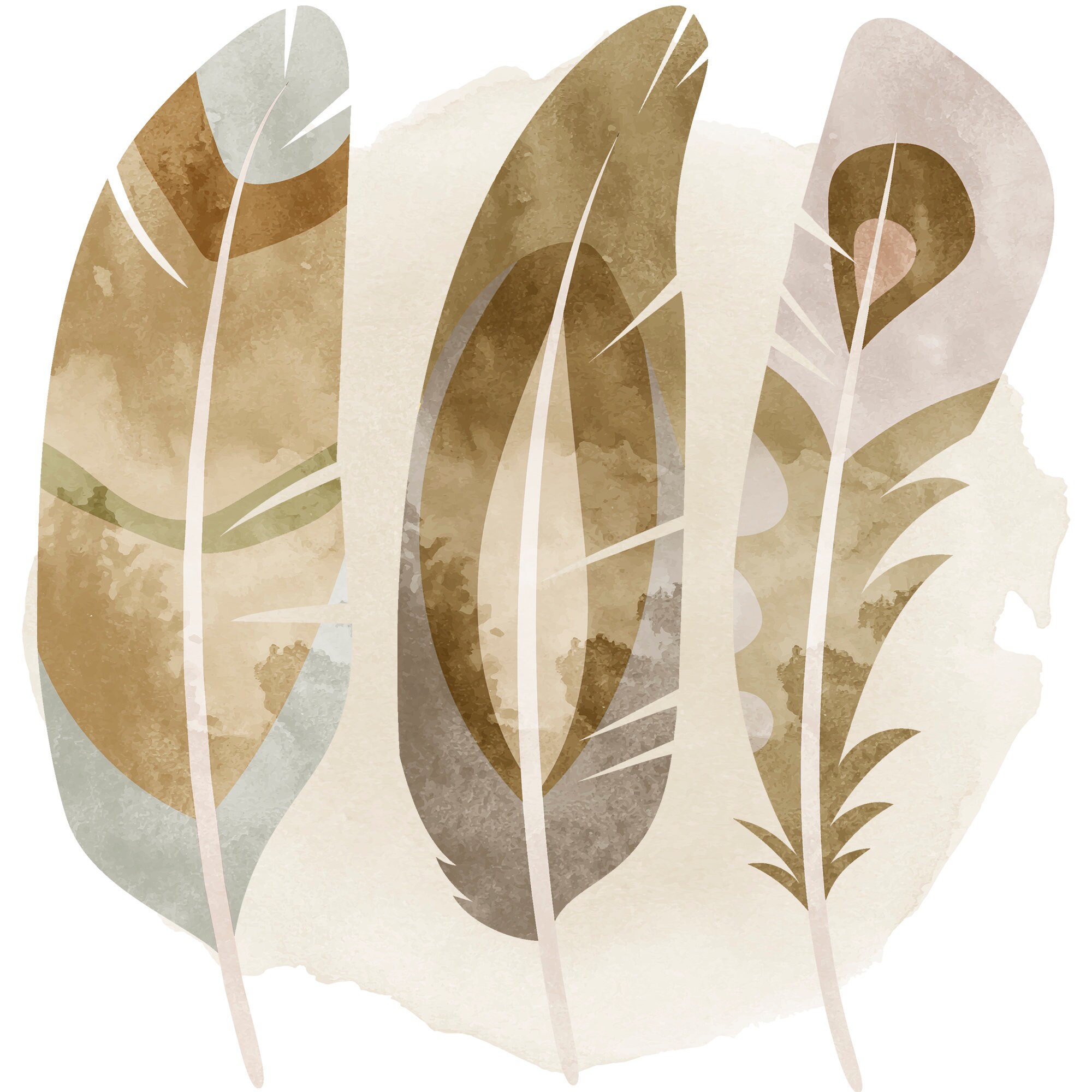 Birds & Feathers Clipart Set Pastel Watercolor Floral | Etsy