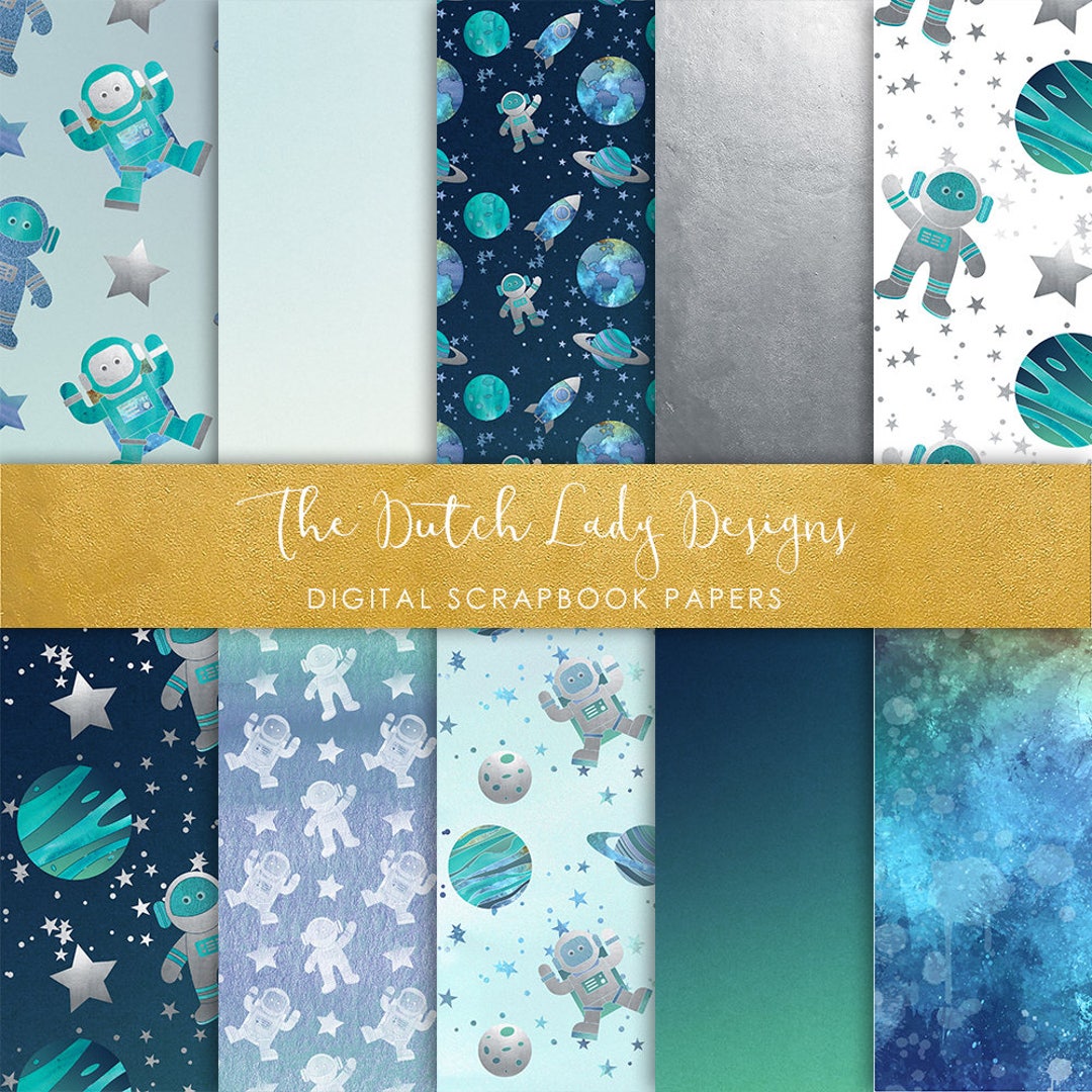 Digital Scrapbook Paper Space & Galaxy Backgrounds - Etsy