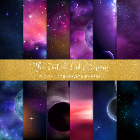 Digital Scrapbook Paper Space & Galaxy in Space Digital - Etsy