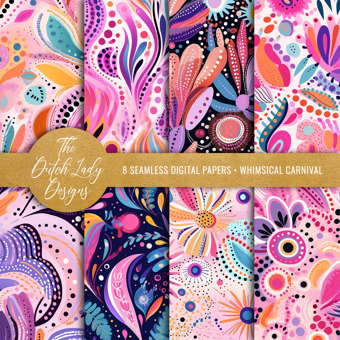 Seamless Carnival Digital Backgrounds - Printable Scrapbook Paper ...