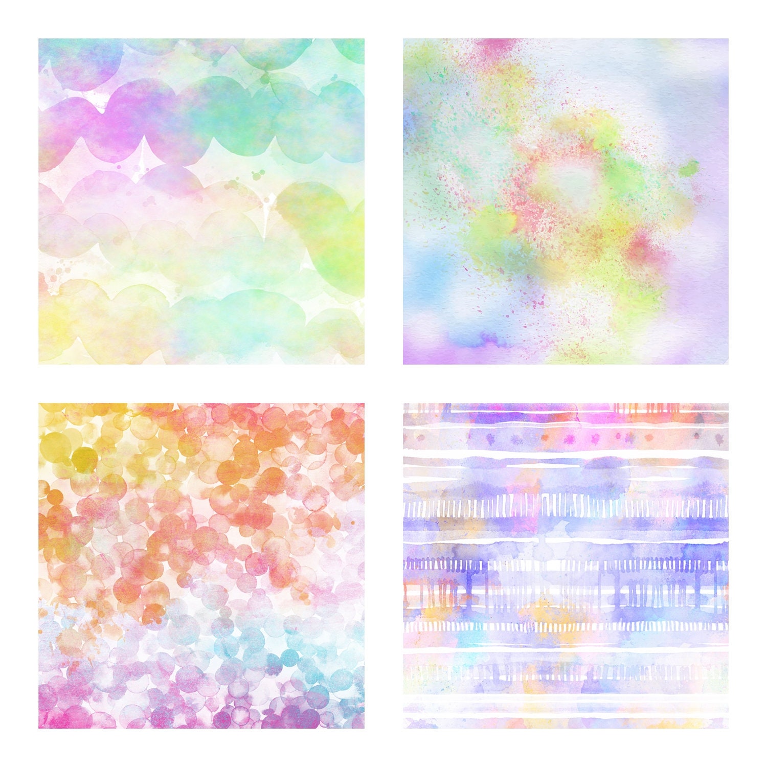 Watercolor Rainbow Digital Paper: Colorful Scrapbook Backgrounds ...