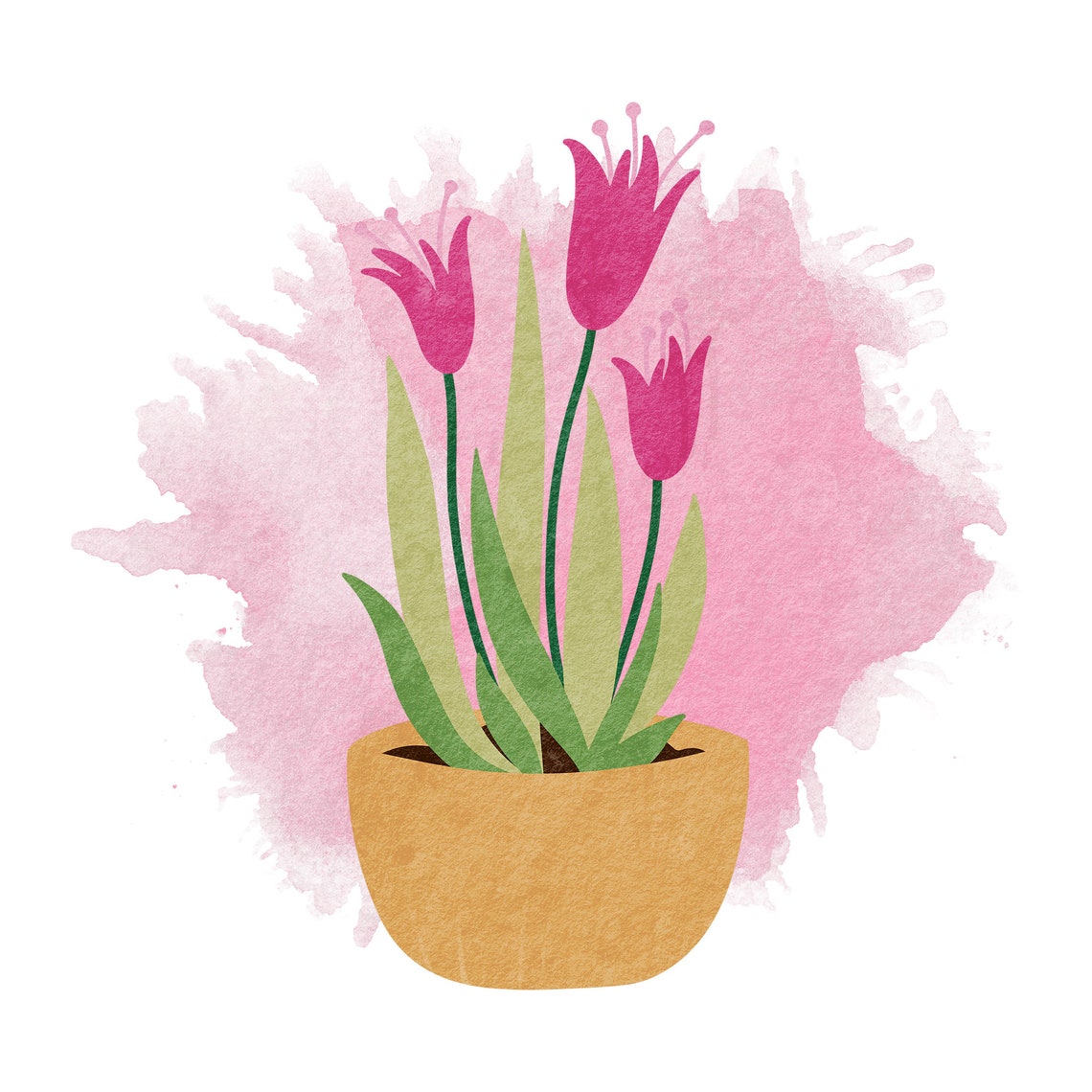 Spring Flower Clipart Set: Floral Bouquets and Potted Plants (PNG Files ...