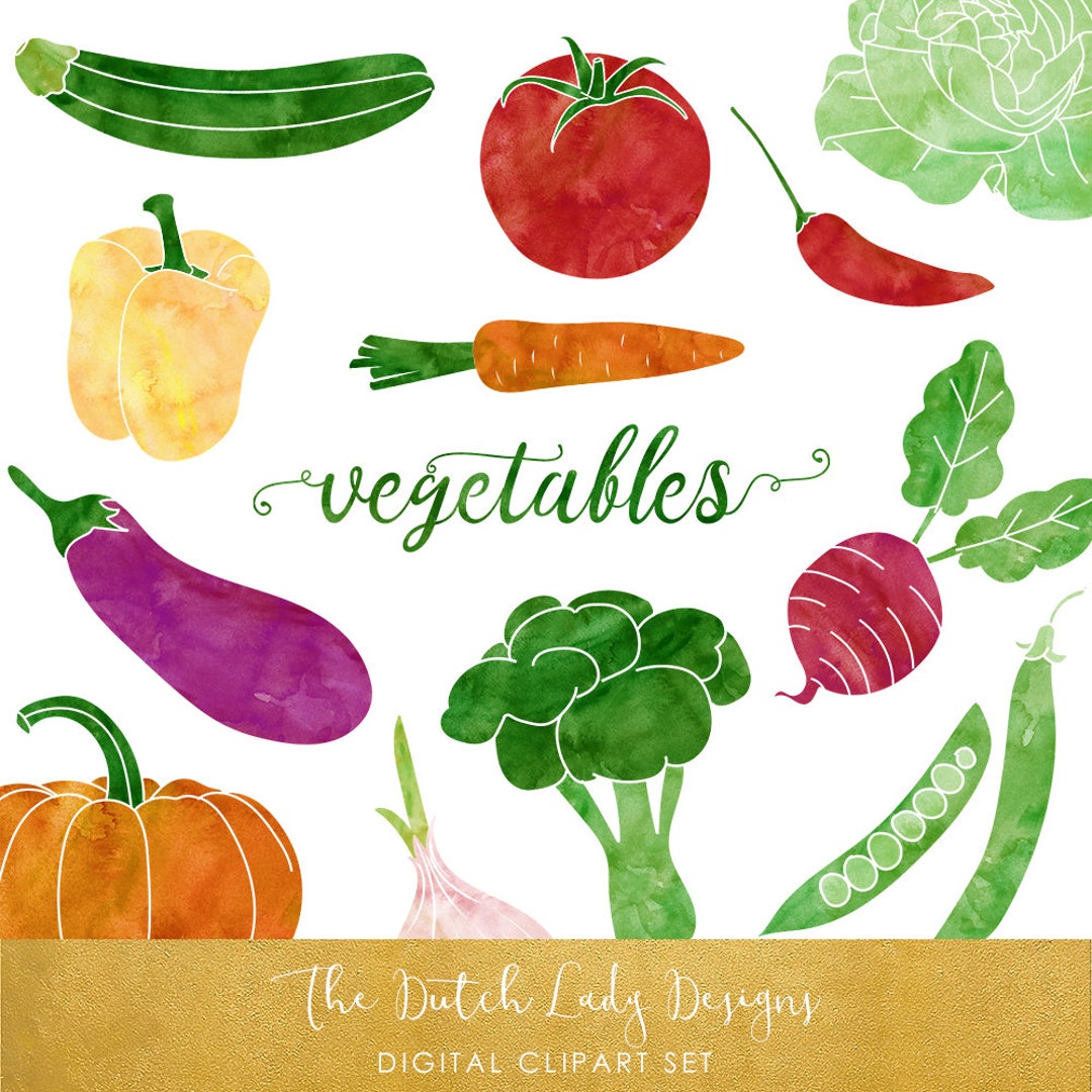 Watercolor Vegetable Clipart Set: Garden Produce Graphics (instant ...