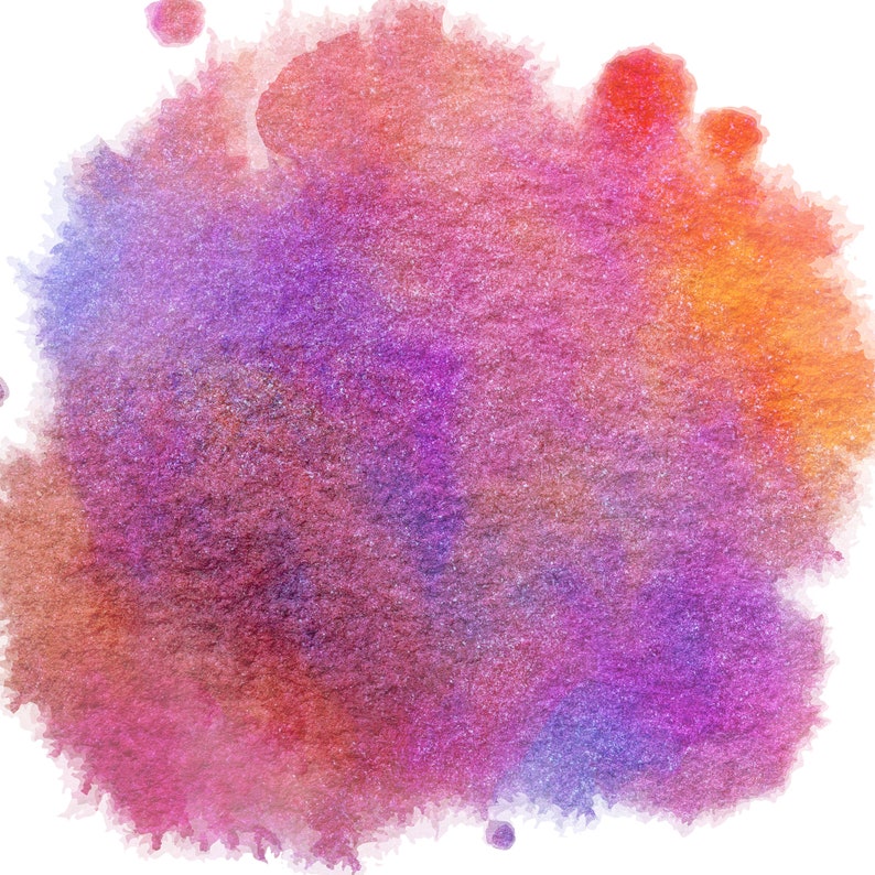 Watercolor Ink Stain Clipart: Blue, Purple, Orange With Gold Glitter ...