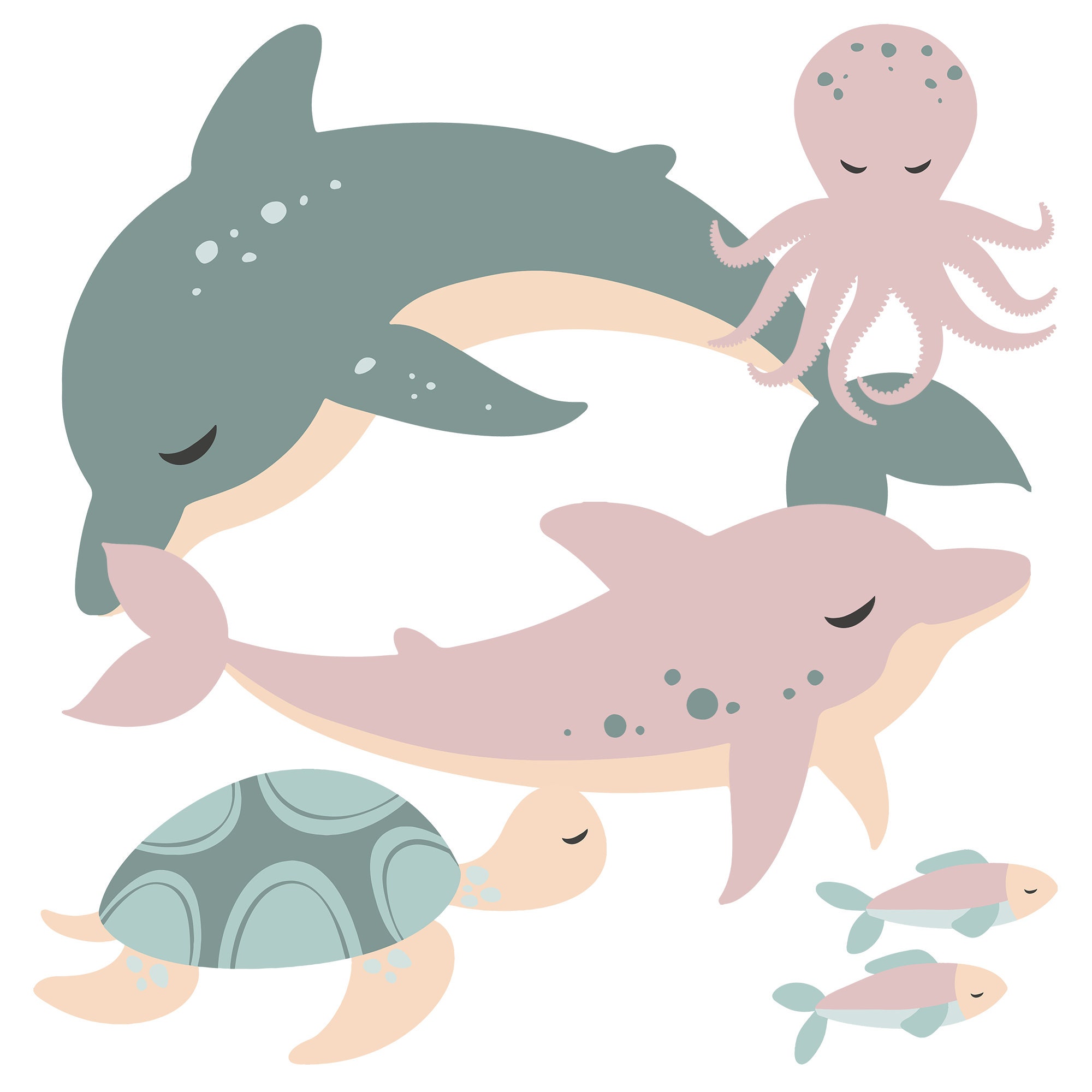 Cute Nautical Clipart Set - Flat Clipart Graphics - Whales - Ocean ...