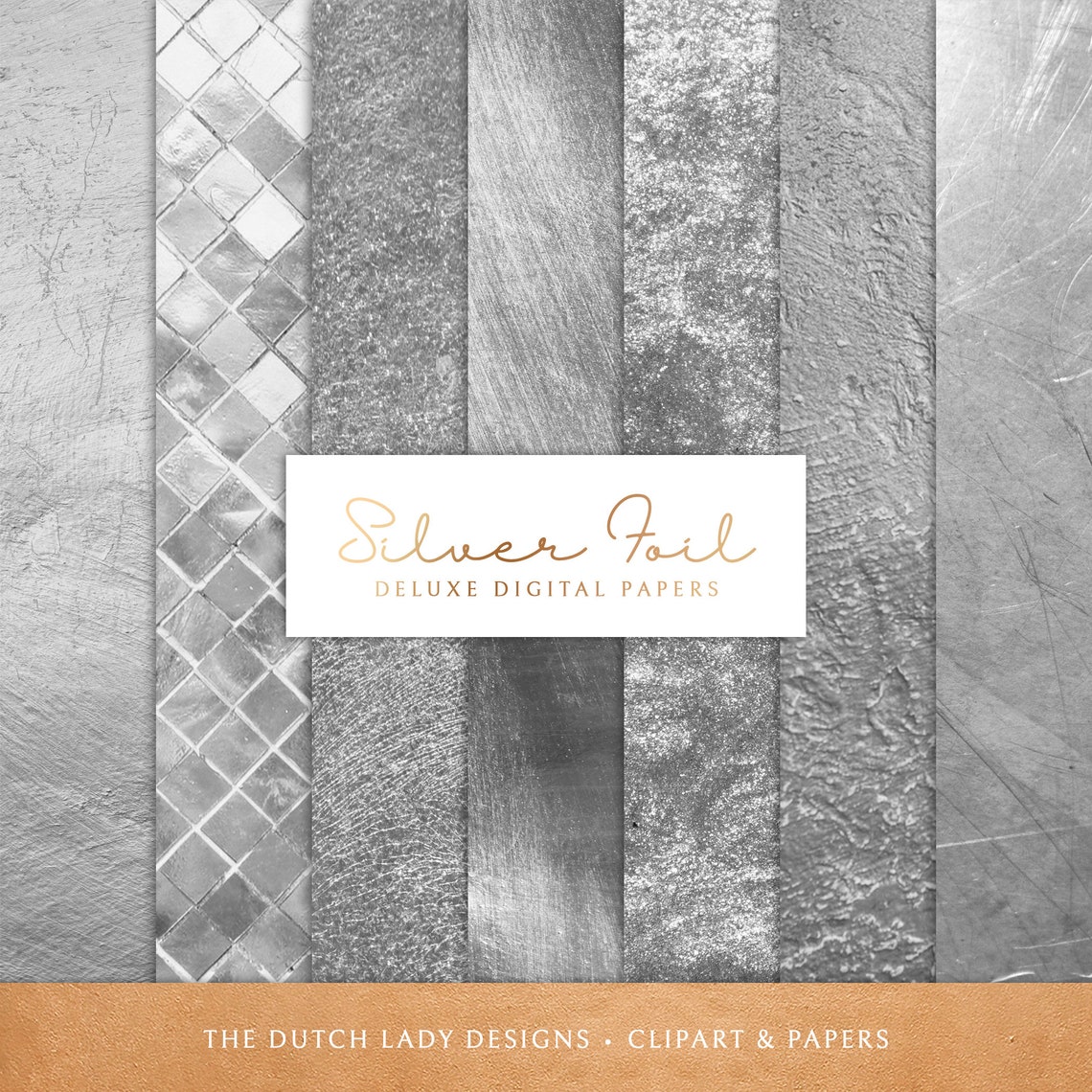 Silver Foil Paper Set Printable Papers Silver Backgrounds - Etsy