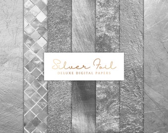 Silver Digital Paper: silver Textures Silver Foil - Etsy