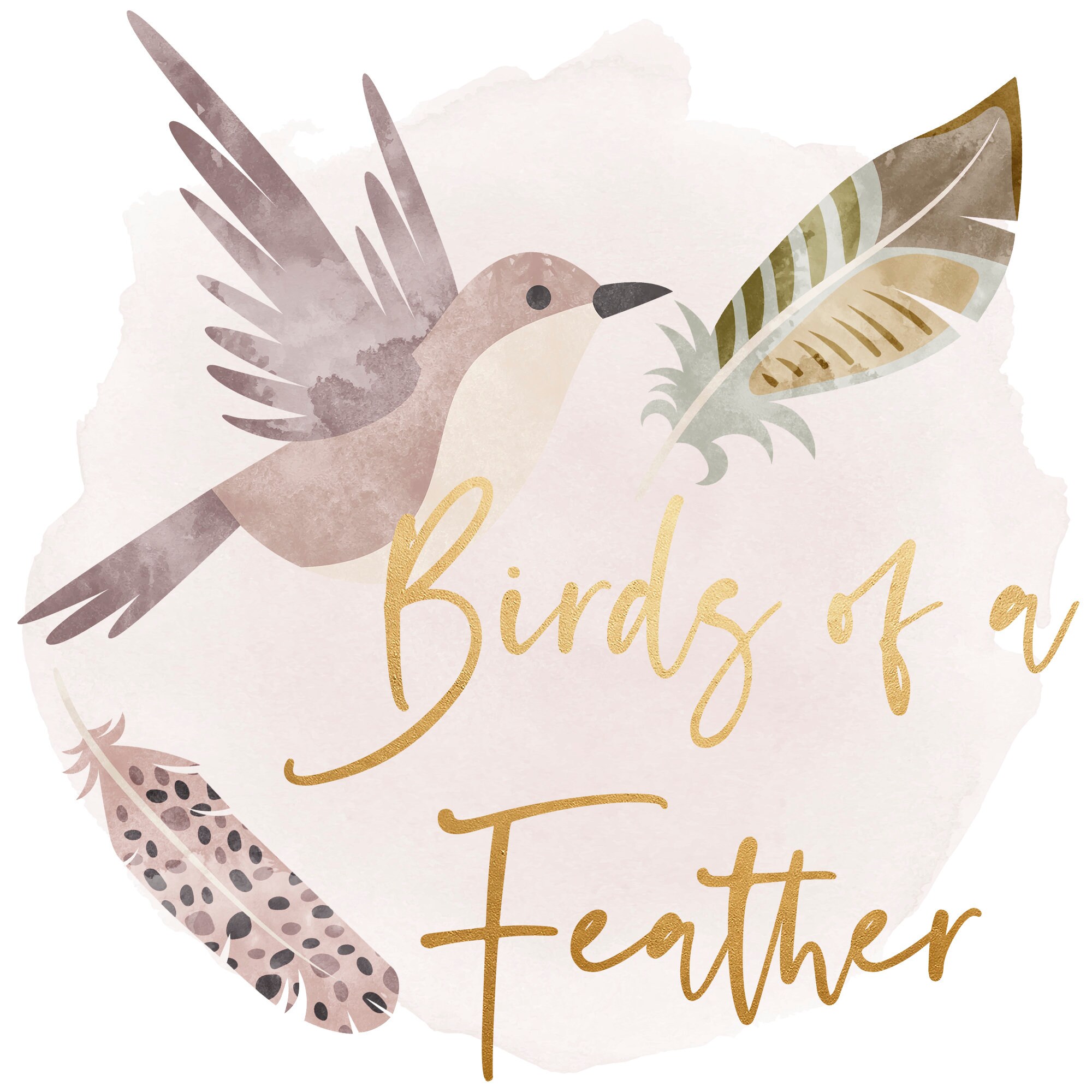 Birds & Feathers Clipart Set Pastel Watercolor Floral | Etsy
