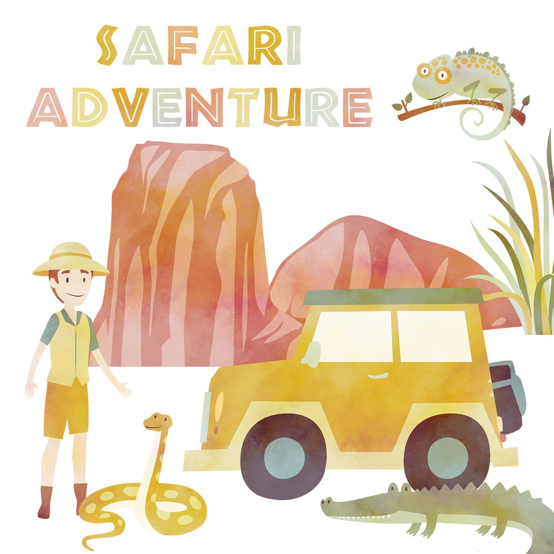 African Safari Clipart Set Savannah Wilderness Animals - Etsy