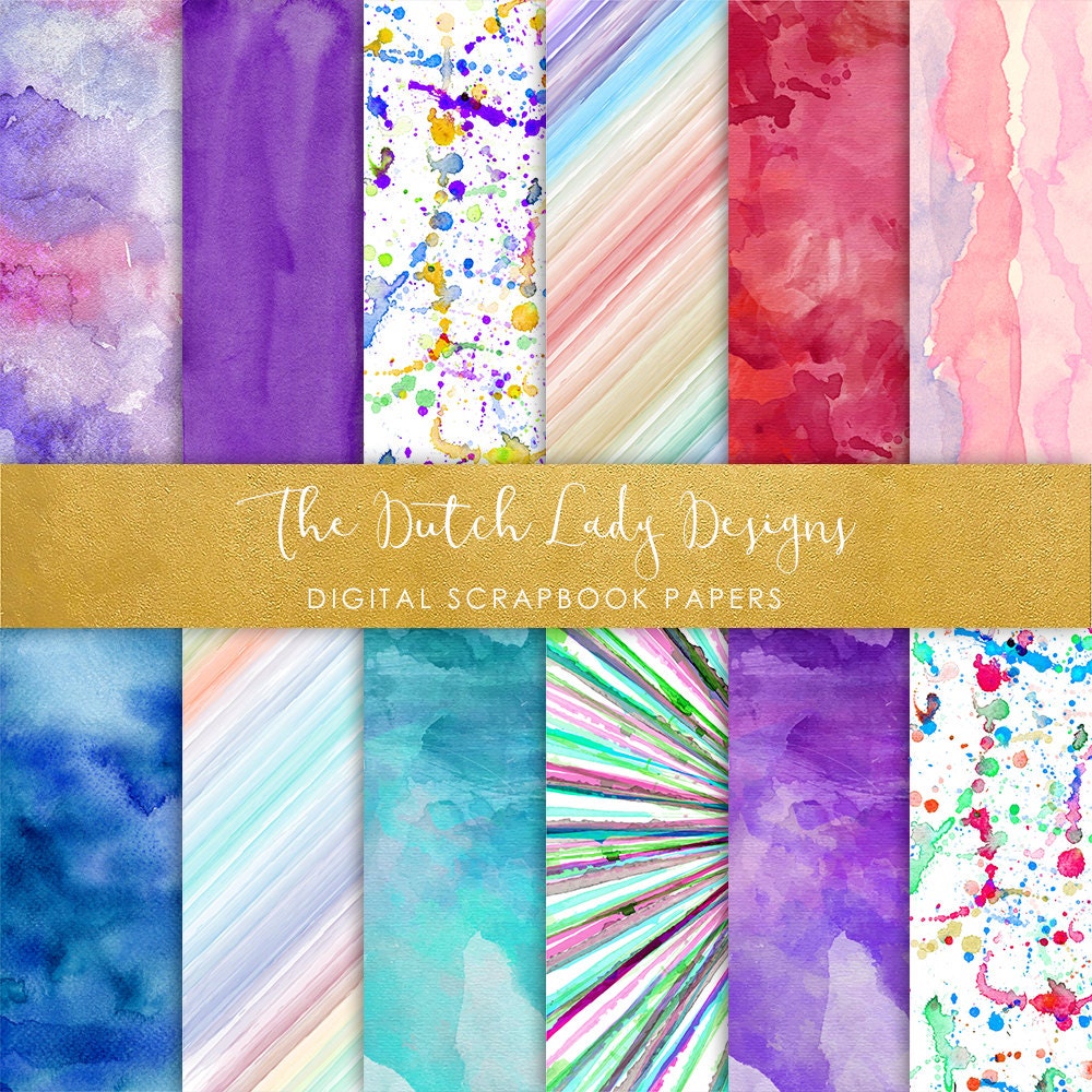 Watercolor Texture Scrapbook Paper: Colorful Art Backgrounds (digital ...