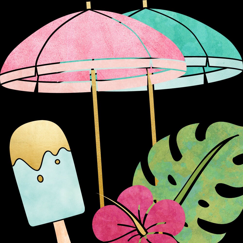 Summer & Beach Clipart Set Tropical Images Hello Summer - Etsy