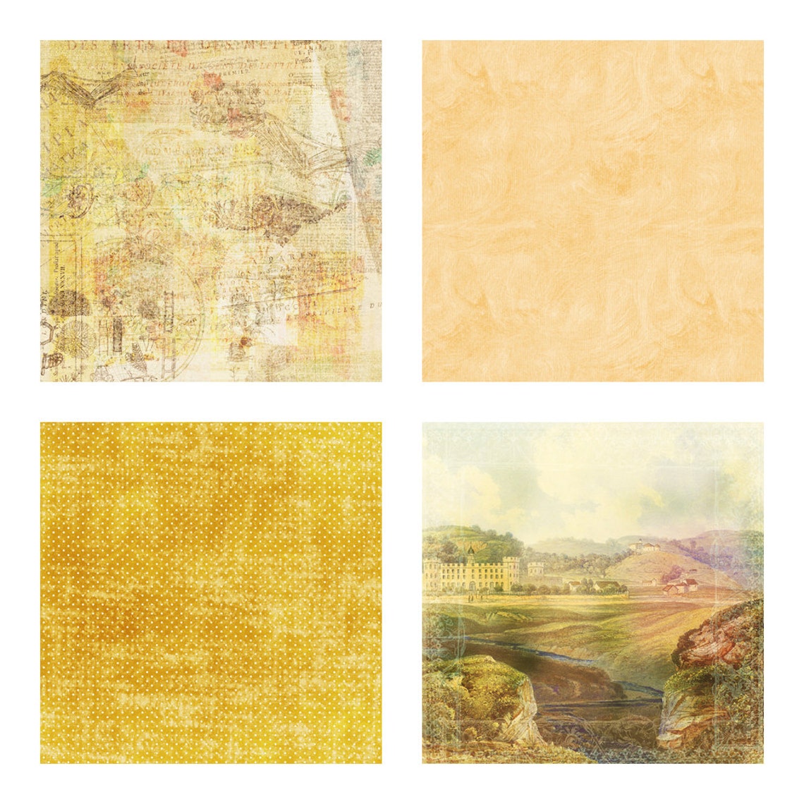 Digital Scrapbook Paper Vintage Yellows Vintage Style - Etsy
